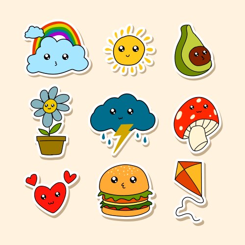 Cute sticker design Royalty Free Vector Image - VectorStock