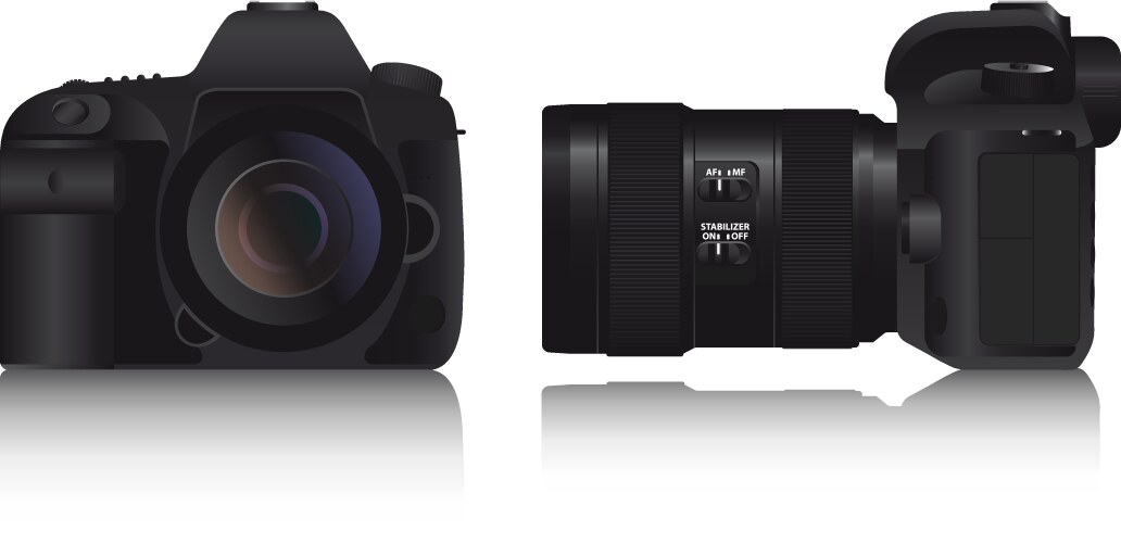 Dslr photo camera flat style Royalty Free Vector Image