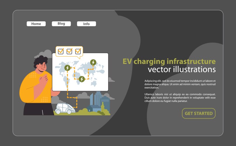 Ev charging infrastructure development Royalty Free Vector