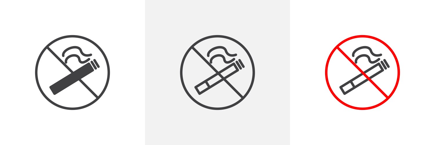 No smoking cigarette sign icon set ban cigarette Vector Image