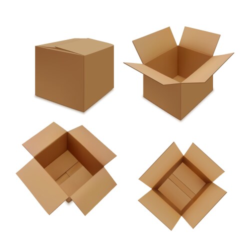 Empty cardboard boxes open carton package Vector Image