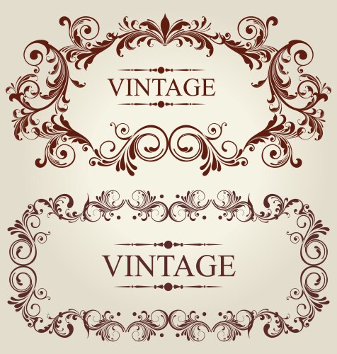 Set vintage ornate border frame with retro Vector Image