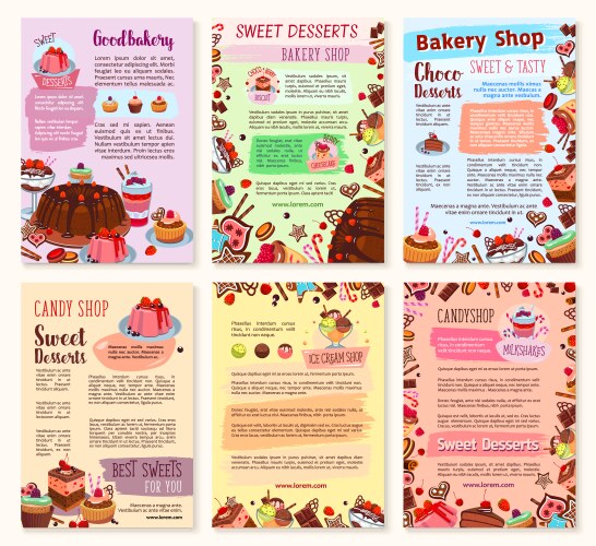 Sweets and desserts posters set Royalty Free Vector Image