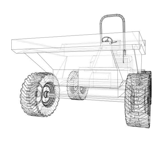 Blueprint of mining dumper on white background Vector Image