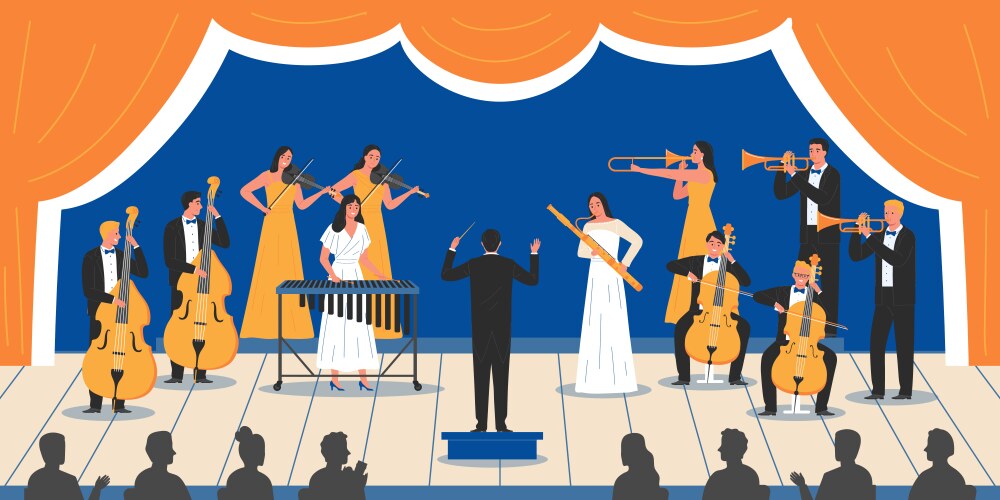 Symphonic orchestra flat Royalty Free Vector Image