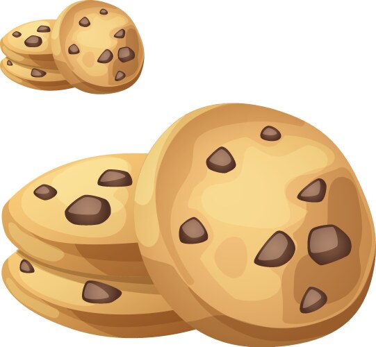 Chocolate chip whole cookie cartoon Royalty Free Vector