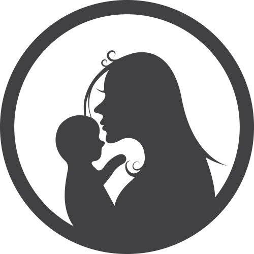 Mother breastfeeding her baby symbol Royalty Free Vector Mother breastfeeding her baby symbol Royalty Free Vector