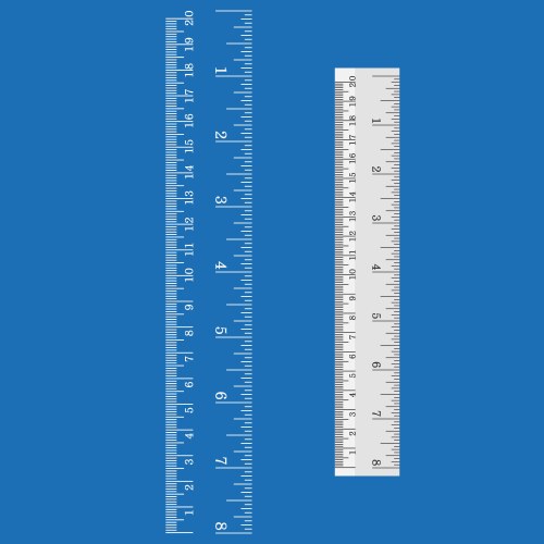 White ruler scales size indicators measurement Vector Image