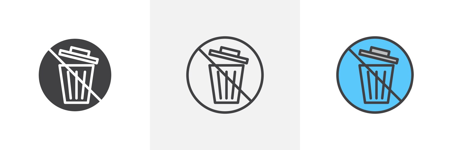 No trash icon set trash bin waste symbol in a Vector Image