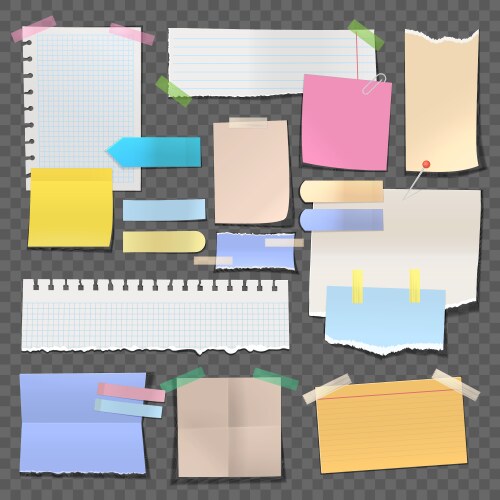 Torn paper notes sheet ripped realistic pattern Vector Image