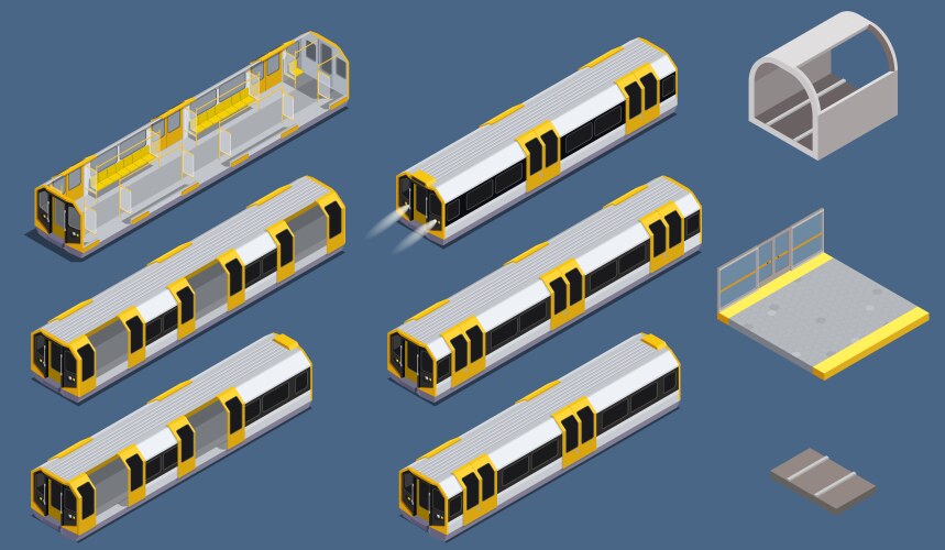 Subway underground isometric set Royalty Free Vector Image