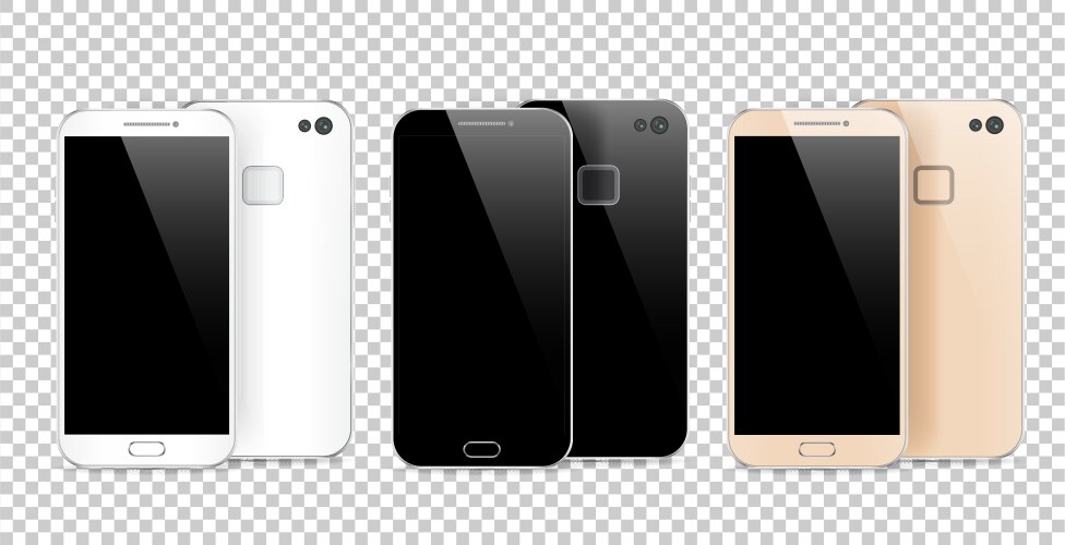 Modern black smartphone isolated front and back Vector Image