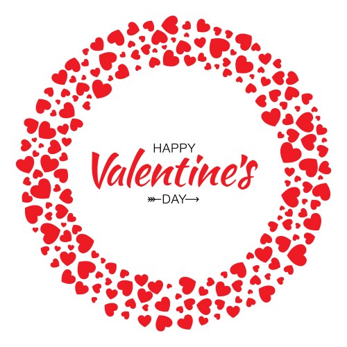 Pink sequins round frame with hearts happy Vector Image