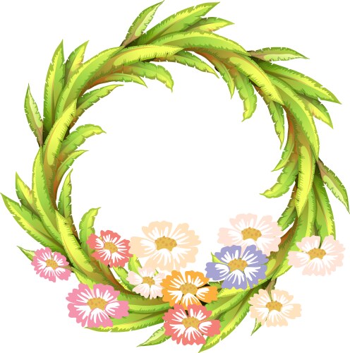 A round border with plants inside Royalty Free Vector Image