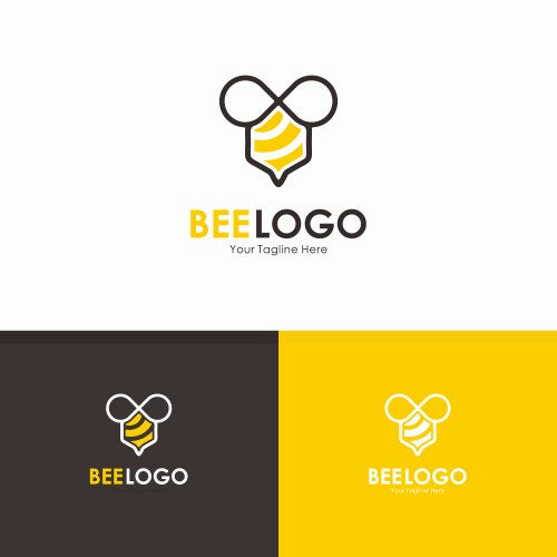 Bee logo concept hive honeycomb design Royalty Free Vector