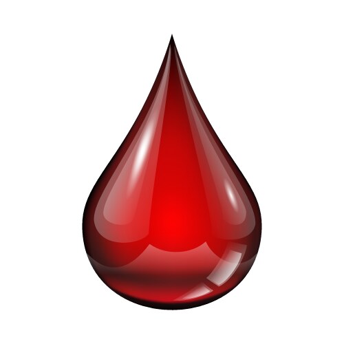 Realistic red blood drop 3d icon droplet falls Vector Image