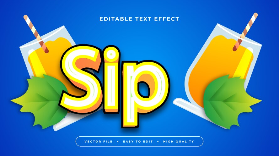 Blue orange and green poured 3d editable text Vector Image