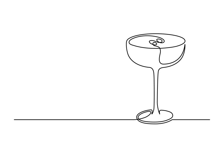 Ontinuous one line drawing of cocktail drink Vector Image