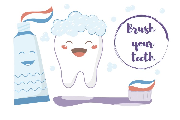 Dance of the tooth and toothpaste Royalty Free Vector Image