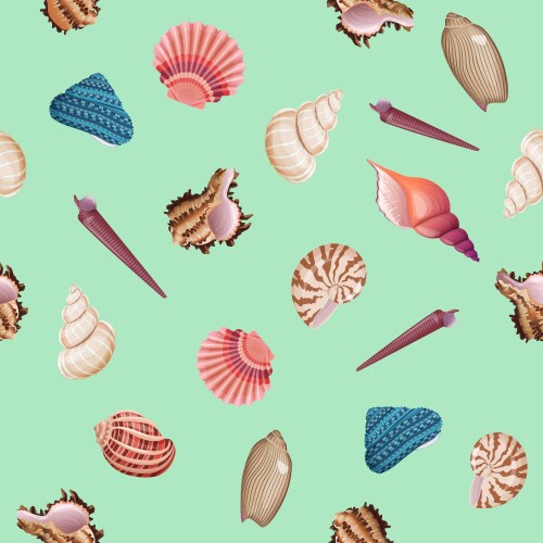 Seashells pattern background Royalty Free Vector Image