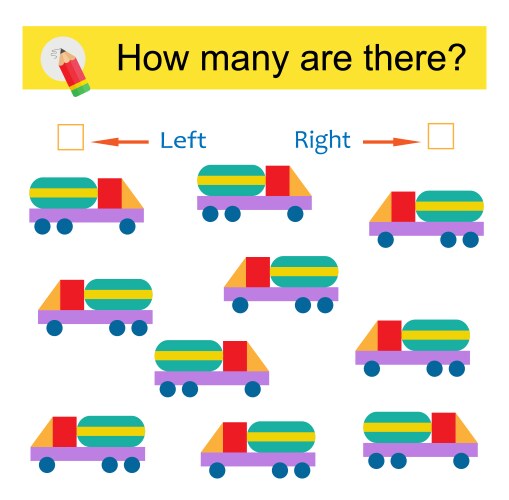 Math activity for kids count how many Royalty Free Vector