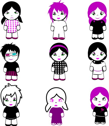 Emo girls Royalty Free Vector Image - VectorStock