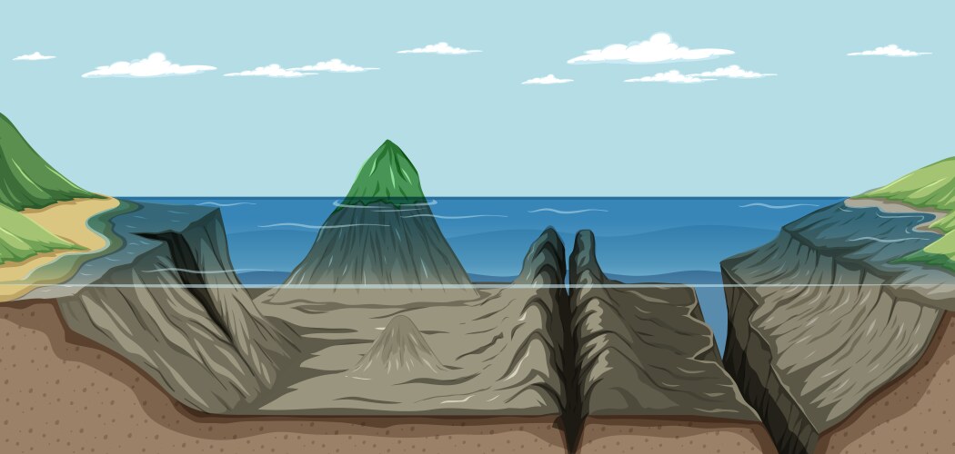 Mariana trench underwater Royalty Free Vector Image