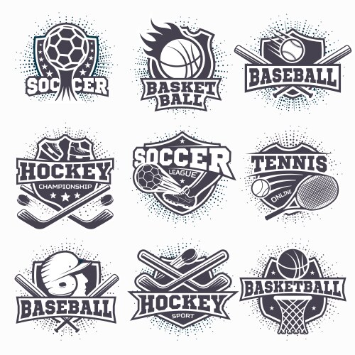 Vintage team sport logos set Royalty Free Vector Image