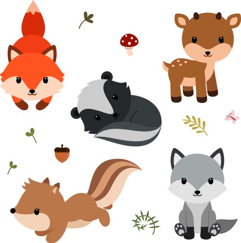 Cute Woodland Animals Royalty Free Vector Image
