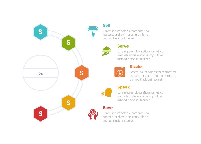 5s model marketing infographics template diagram Vector Image