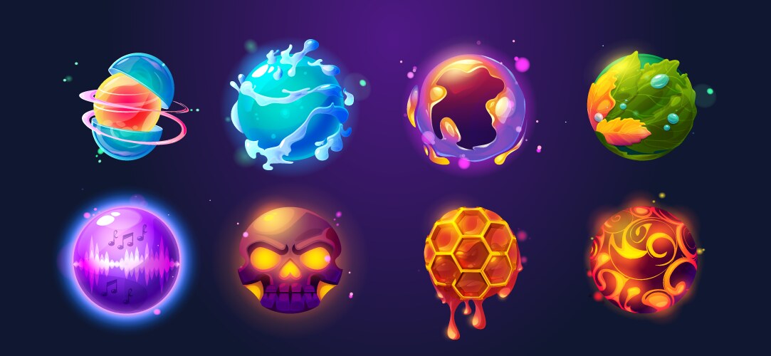Magical crystal orbs glowing magic balls Vector Image
