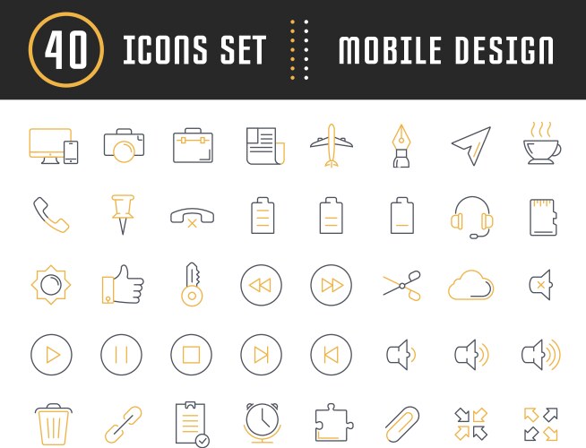 Line web and user interface design icons big set Vector Image