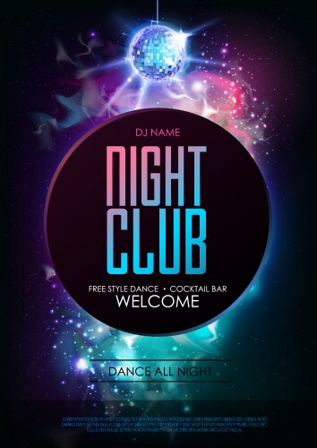 Disco ball background party poster Royalty Free Vector Image