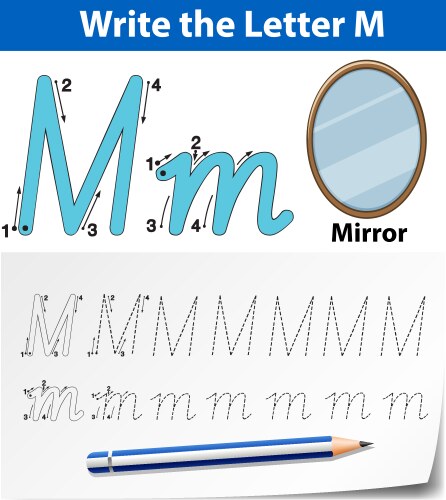 Flashcard letter m is for mirror Royalty Free Vector Image