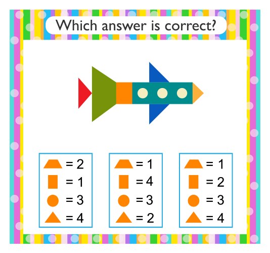 Math activity for kids find the correct answer Vector Image