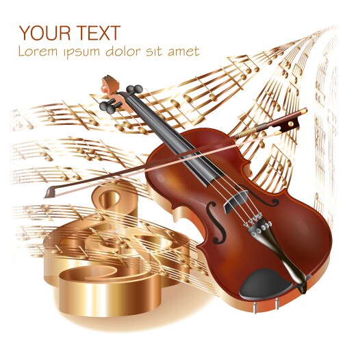 Violin on music background with handmade notes Vector Image