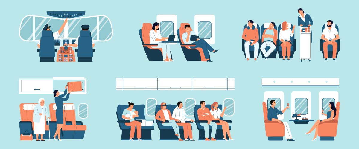 Airplane inside empty plane interior seamless Vector Image
