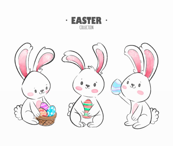 Easter Bunny Friends - Cute Cartoon – Royalty-Free Vector | VectorStock