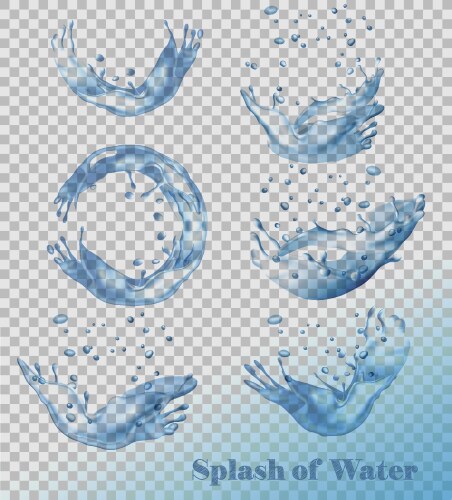 Set water splashes and flows Royalty Free Vector Image