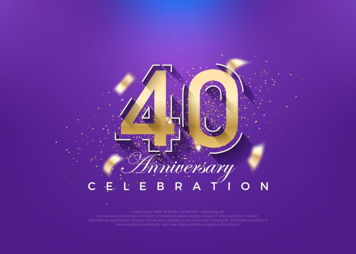 Line art number design for 40th anniversary Vector Image