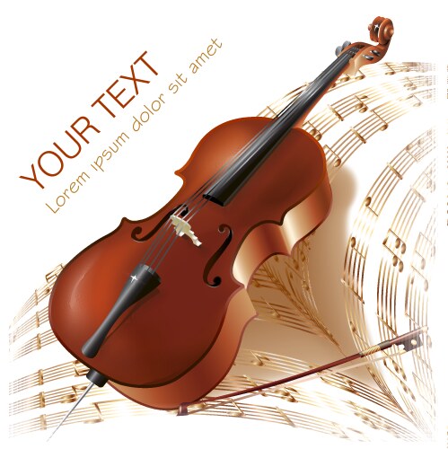 Violin on music background with handmade notes Vector Image