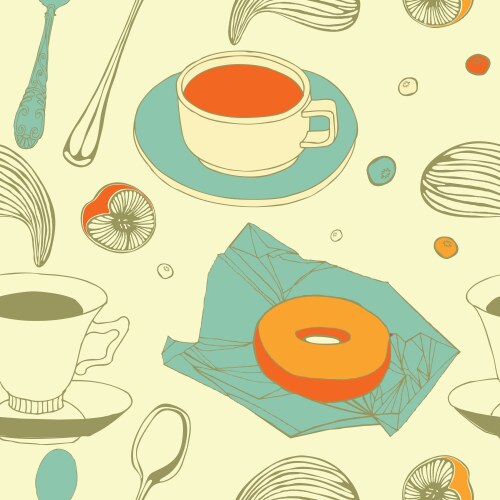 Vintage tea time pattern Royalty Free Vector Image