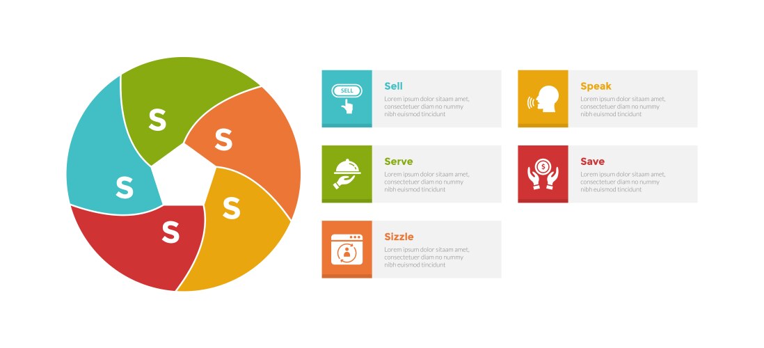 5s model marketing infographics template diagram Vector Image