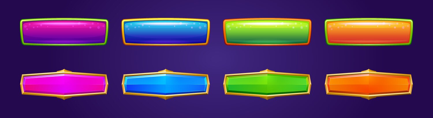 Different shapes and textures buttons for game ui Vector Image