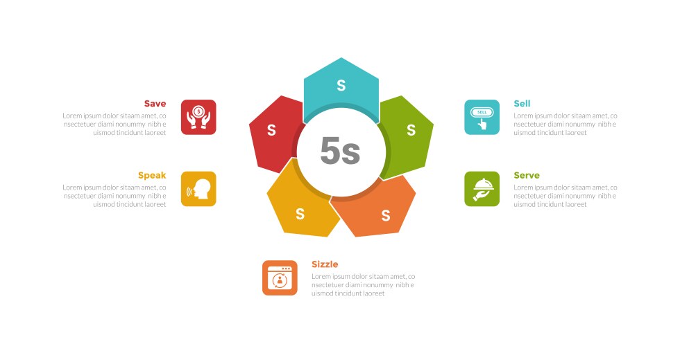 5s model marketing infographics template diagram Vector Image