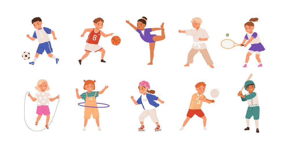 Children playing basketball on white background Vector Image