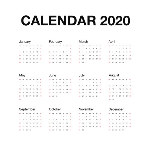 2020 spanish calendar template year planner Vector Image