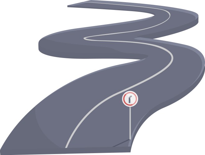 Winding road turning left and right disappearing Vector Image