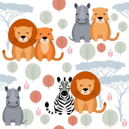 Seamless pattern with cute sleeping animals Vector Image