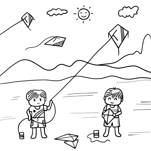 Children Playing Line Drawing Vector Images (over 9,500)